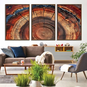 Wood Tree Ring Wall Art, Rustic Wood Wall Art, Canvas Print Wall Decor ...