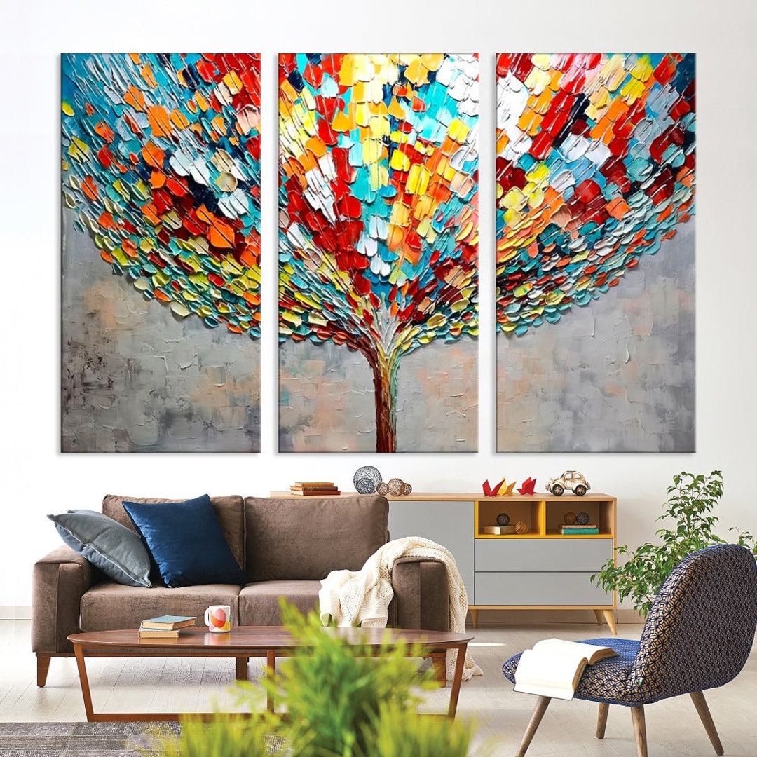 Abstract Colorful Tree Wall Art, Canvas Print Wall Decor, Tree of Life ...