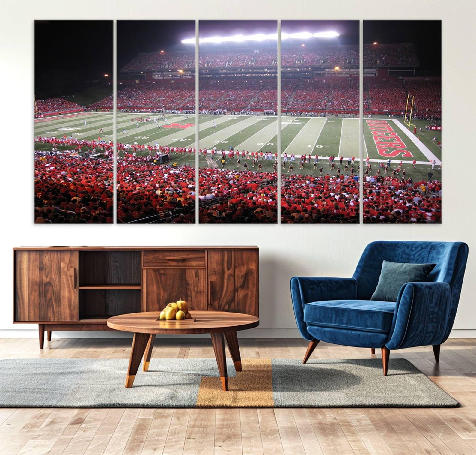 Rutgers Football Stadium Canvas Wall Art - Panoramic Night Game View ...