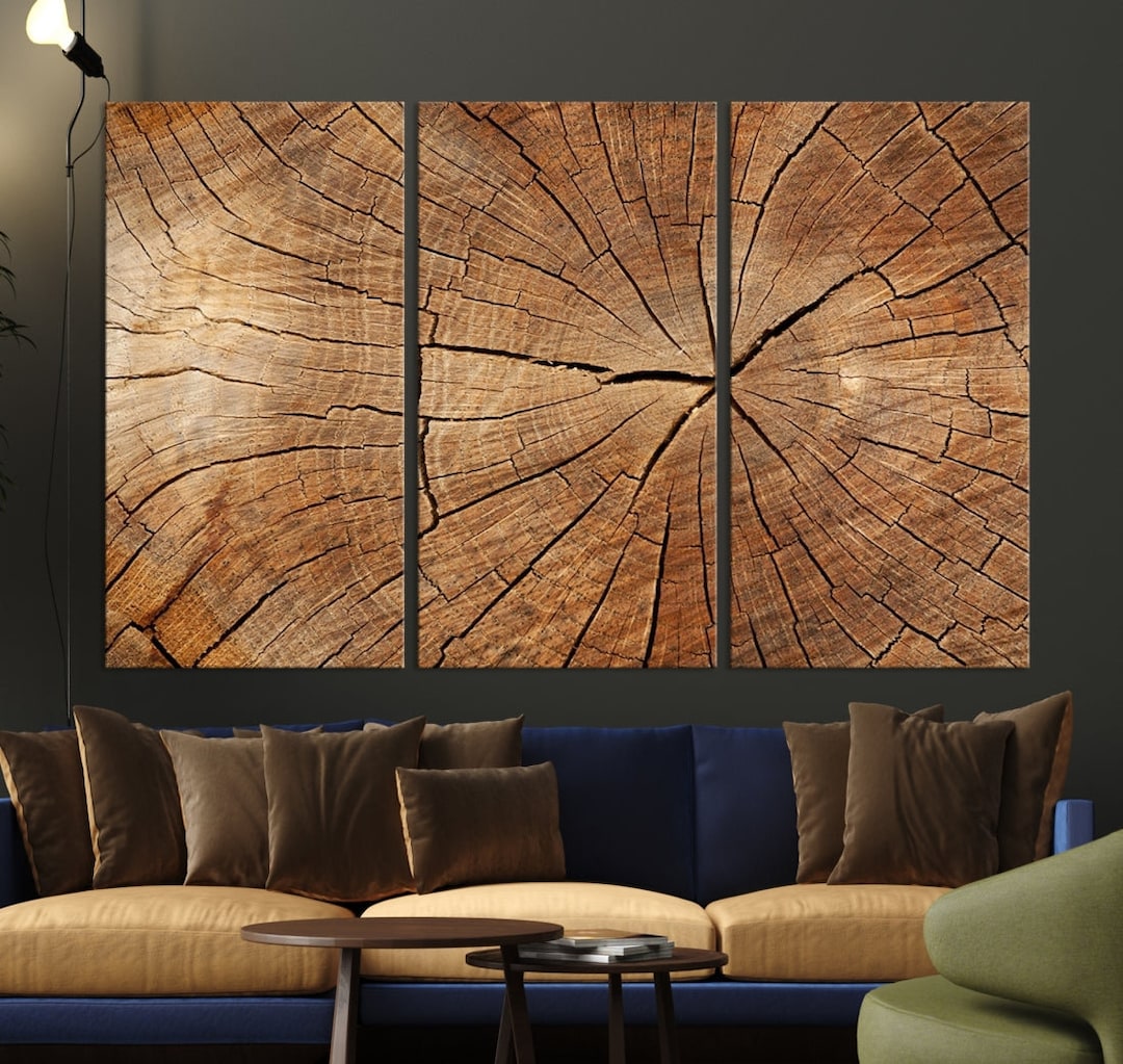 Wood Wall Art Tree Ring Canvas Wood Texture Print Wood Decor Modern Art ...