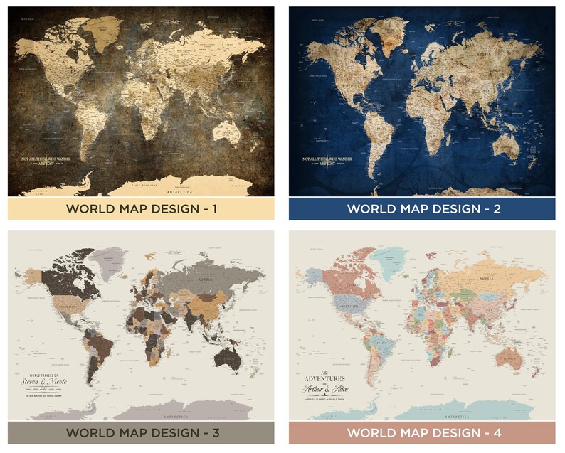 Personalized Travel Maps, World Map Canvas Print, Personalized Gifts ...