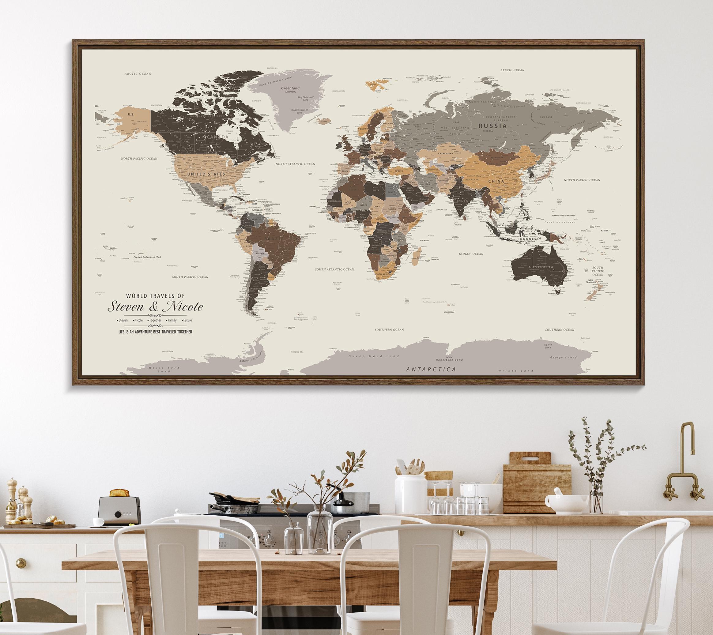 Custom World Map Canvas Print, Map of the World, Personalized World Map ...