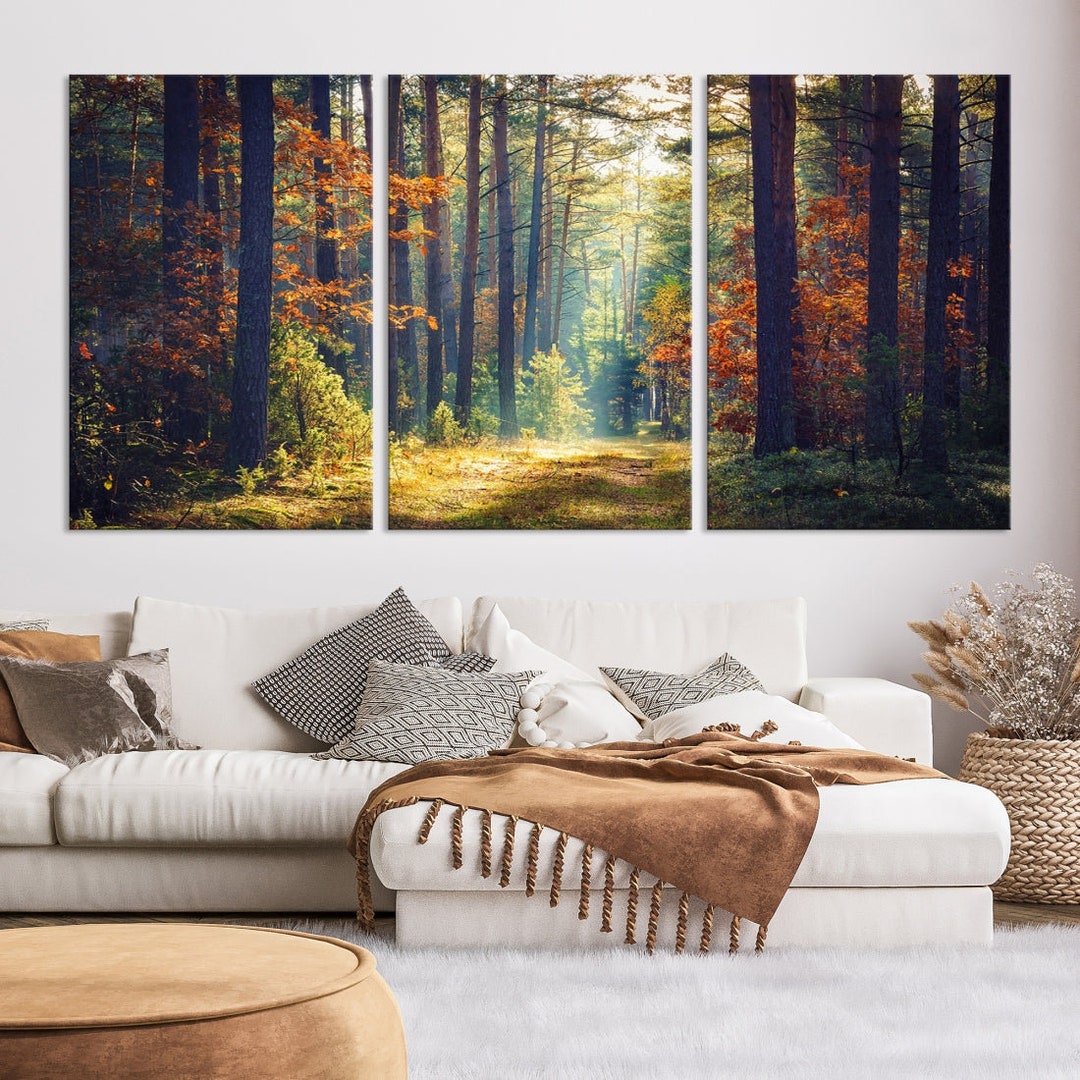 Forest Large Wall Art, Forest Print Wall Hanging, Forest Wall Panel ...