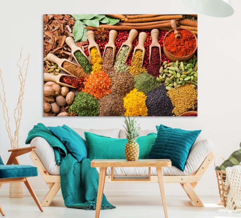 Colorful Spices Wall Art, Kitchen Wall Decor, Food Wall Art, Restaurant ...