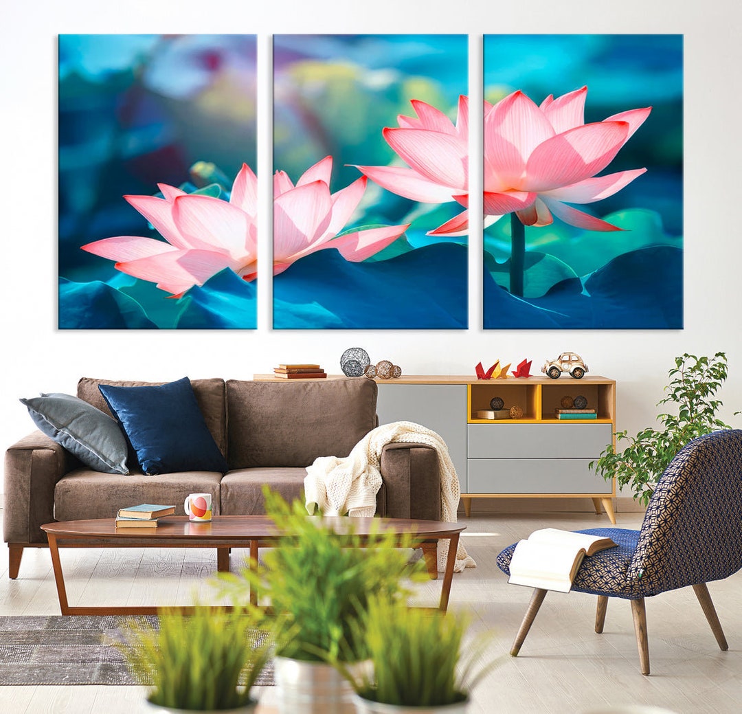 Flower Lotus Wall Art, Lotus Canvas Print, Botanical Wall Art, Floral ...