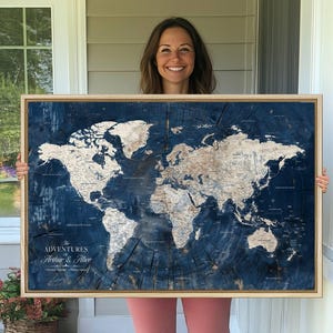 Personalized Map Print, Custom World Map, Framed Map Wall Art ...