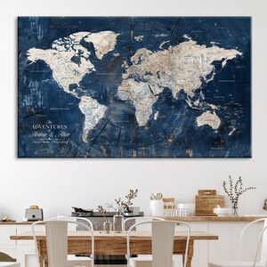 Framed Custom World Map Canvas Print, Personalized World Map, Office ...