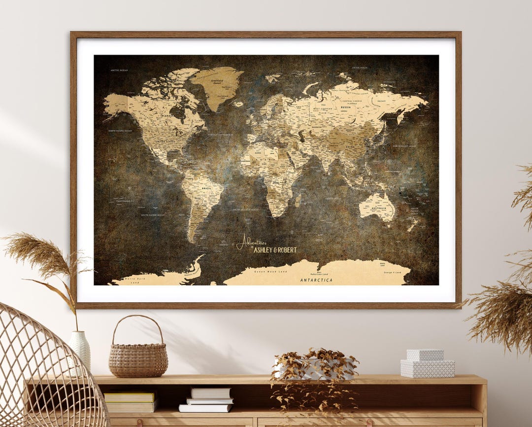 Personalized Push Pin World Map, Personalized Travel Maps, Float Framed ...