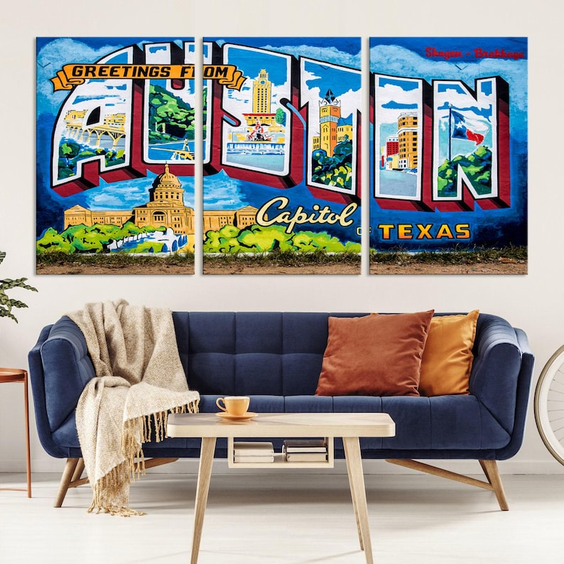 Austin Wall Graffiti Wall Art Canvas Print, Welcome to Austin Print ...