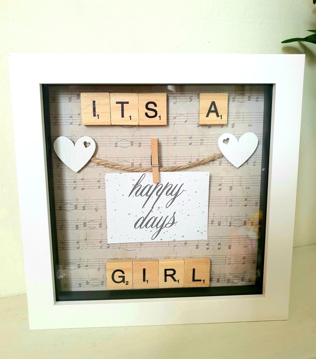 White it's a Girl Scrabble Shadow Box Frame Baby Shower Gift - Etsy