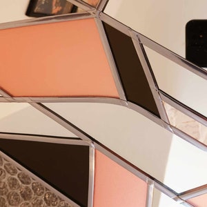 Pink Mirror, Square Mirror, Stain Glass Mirror, Geometric Mirror, Wall ...