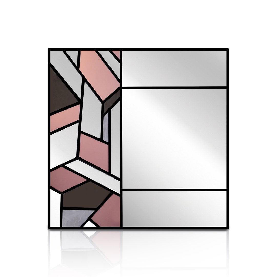 Pink Mirror Square Mirror Stain Glass Mirror Geometric - Etsy