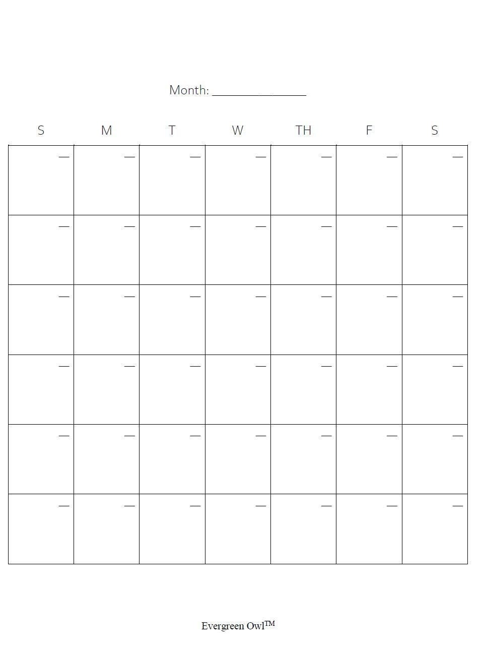 Simple Monthly Fill-in Calendar Worksheet - Etsy