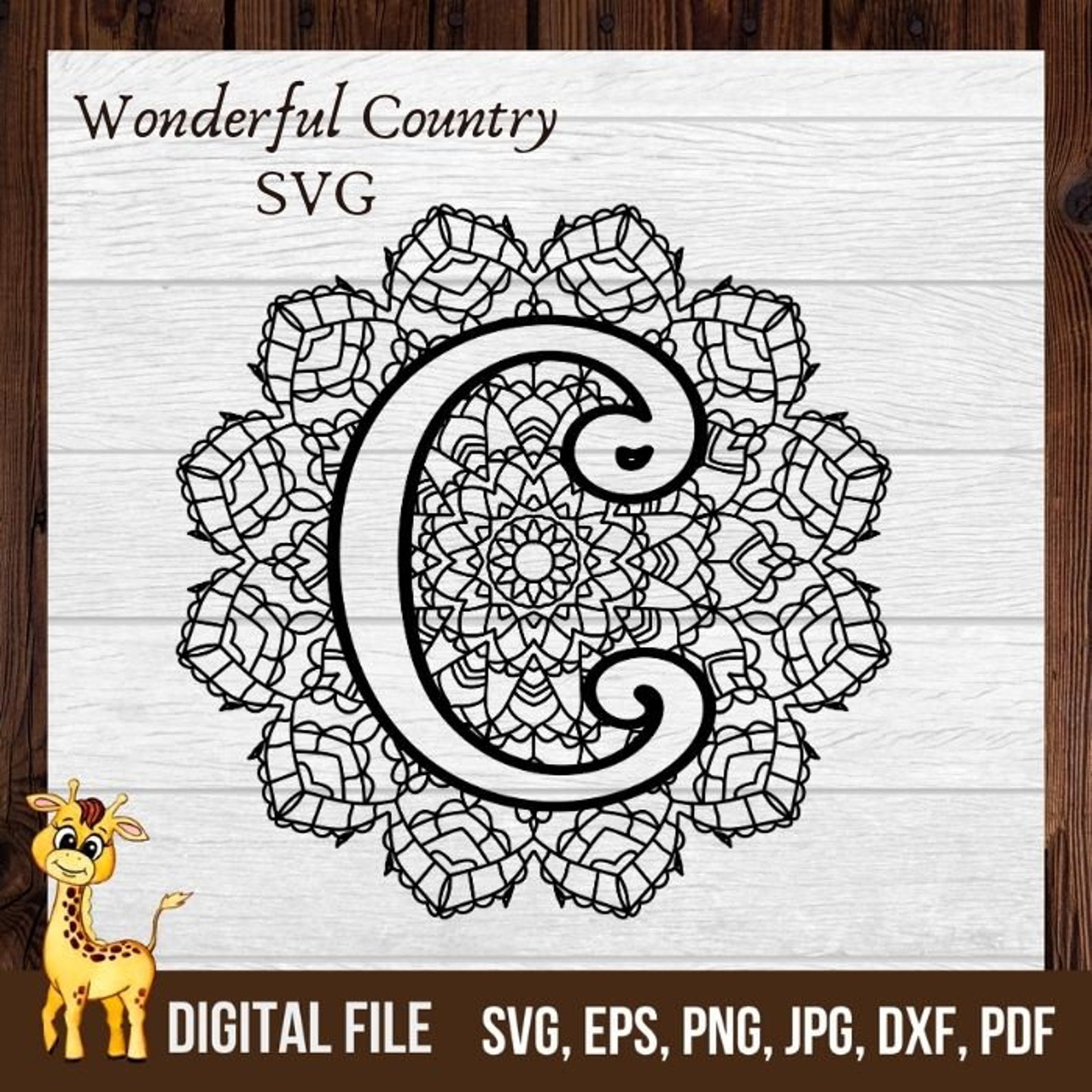 C monogram SVG designs letter SVG monogram font SVG mandala | Etsy