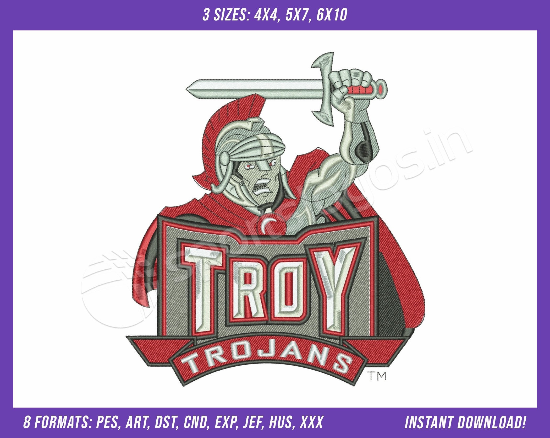 Troy Trojans Sports Logo Machine Embroidery NCAA Football | Etsy