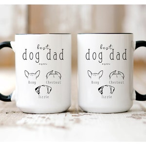 Best Dog Dad Mug With Custom Dog Ears Mug, Best Dog Dad Ever Mug ...