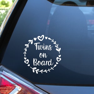 Twins on Board, Vinyl Car Decal Sticker, Hearts, Baby, Children, Car ...