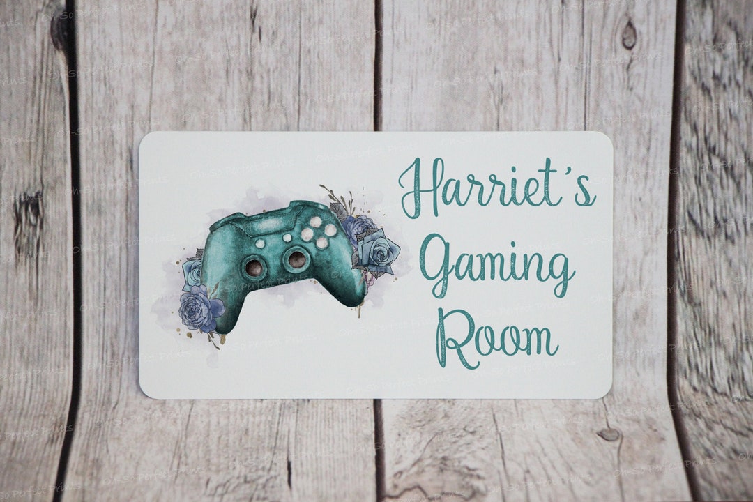 Small Personalised Gaming Room Door Plaque, Teal Controller, Birthday ...