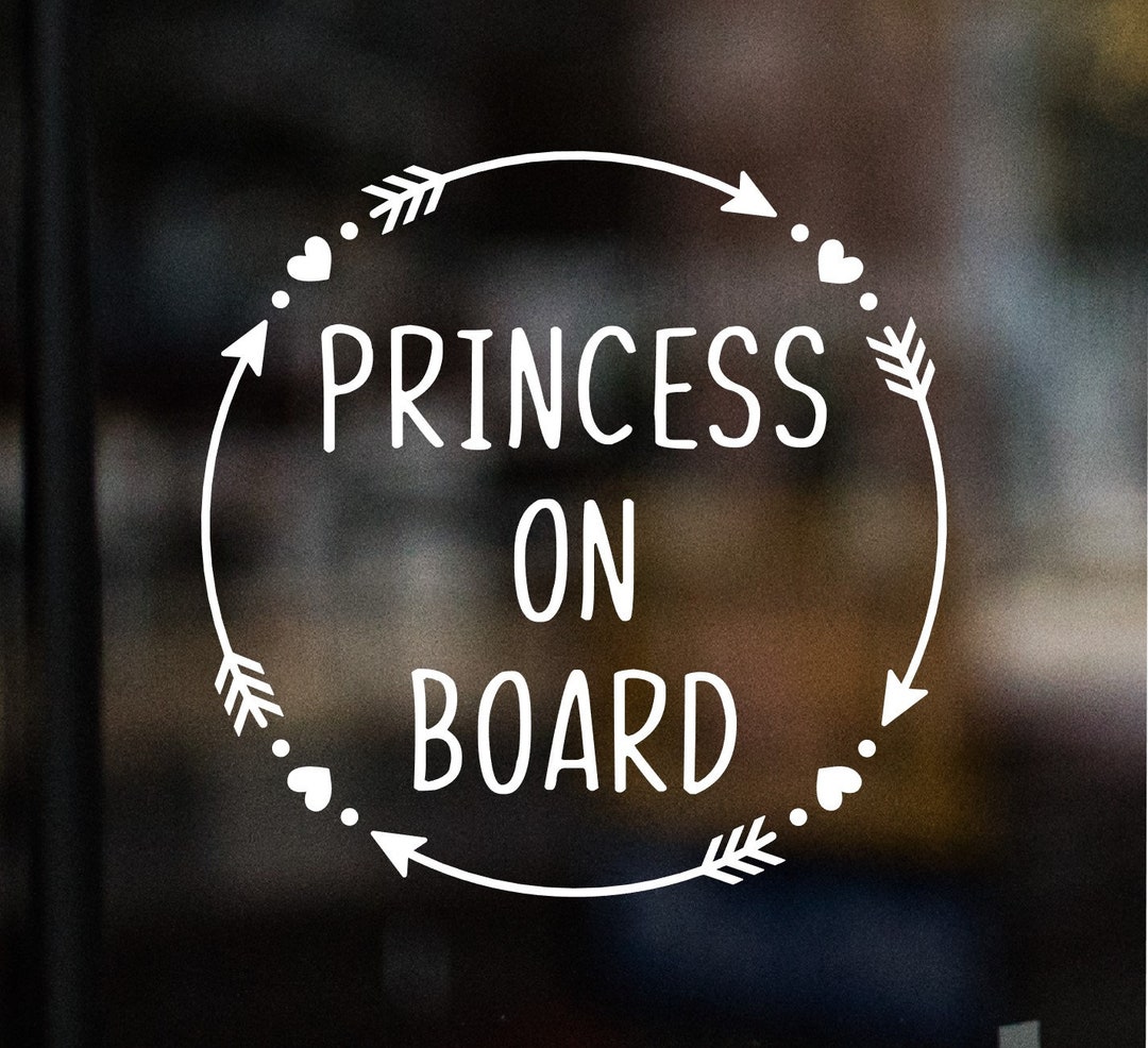 Princess on Board, Vinyl Car Decal Sticker, Hearts, Arrows and Dots ...
