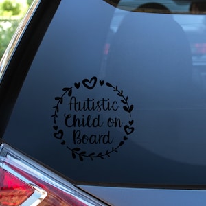Autistic Child on Board, Vinyl Car Decal Sticker, Hearts, Autism ...