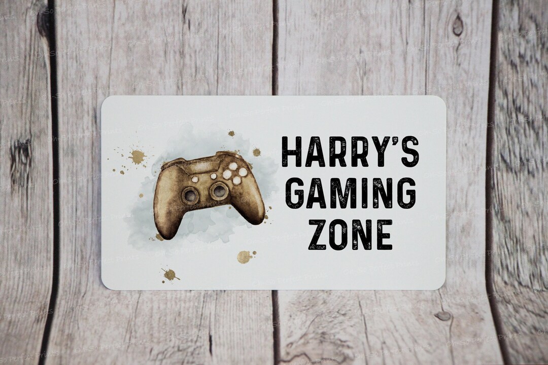 Small Personalised Gaming Zone Door Plaque, Gold Controller, Birthday ...