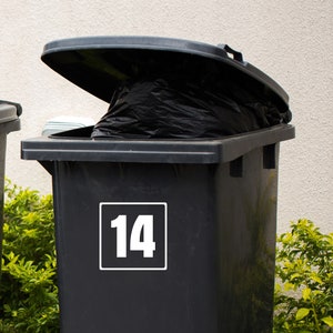 3 X Square Wheelie Bin Numbers, Vinyl Decal Sticker, House Number ...