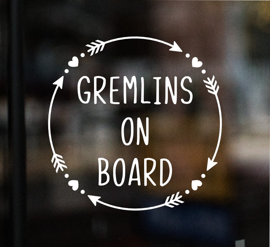 Gremlins on Board, Vinyl Car Decal Sticker, Hearts, Arrows and Dots ...