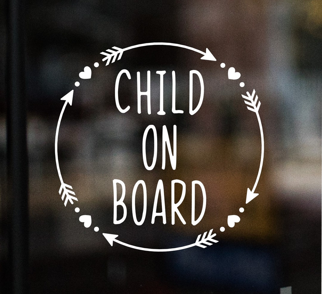 Child on Board, Vinyl Car Decal Sticker, Hearts, Arrows and Dots, Baby ...