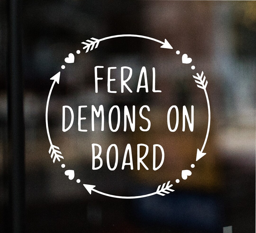 Feral Demons on Board, Vinyl Car Decal Sticker, Hearts, Arrows and Dots ...
