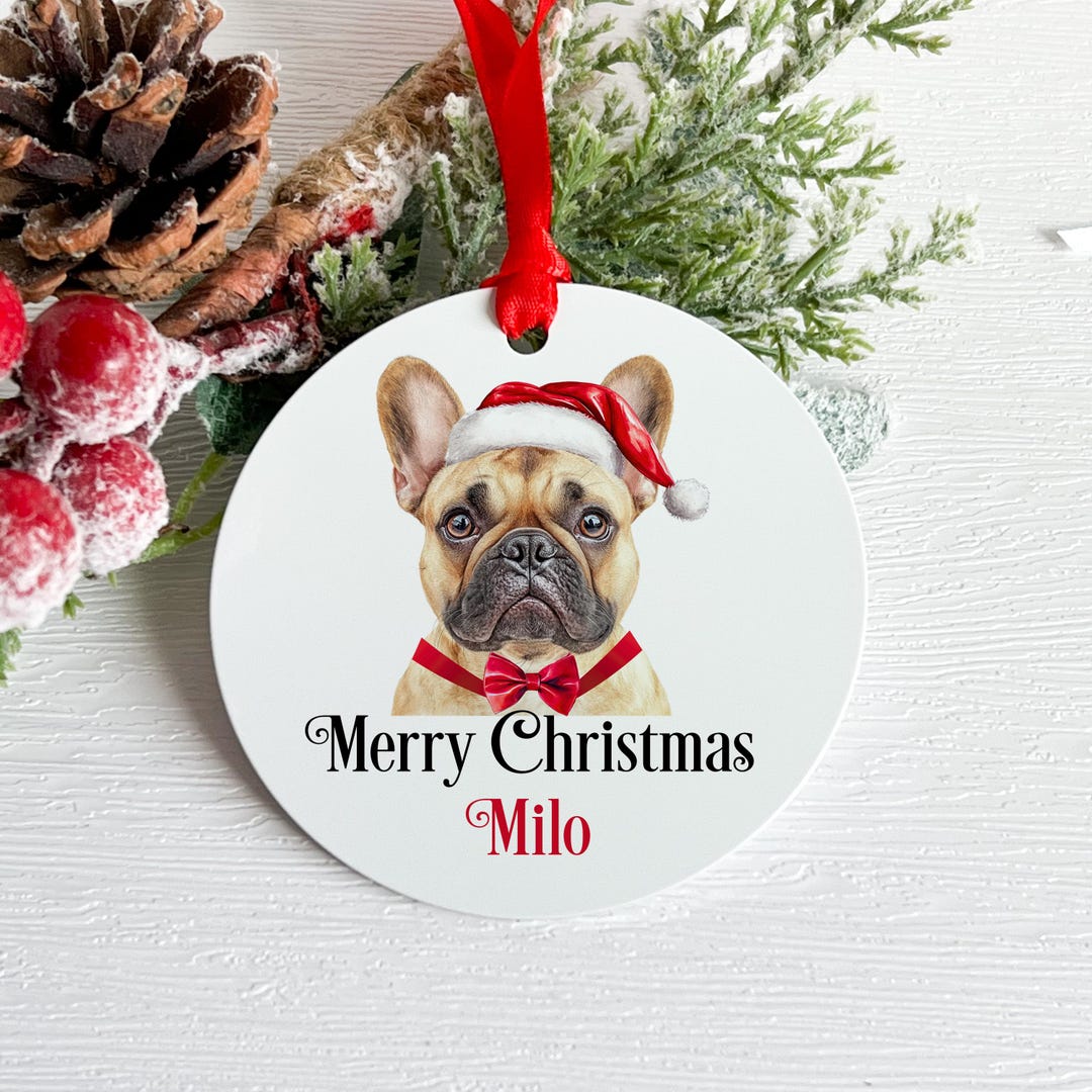 Personalised Aluminium French Bulldog Christmas Hanging Ornament ...
