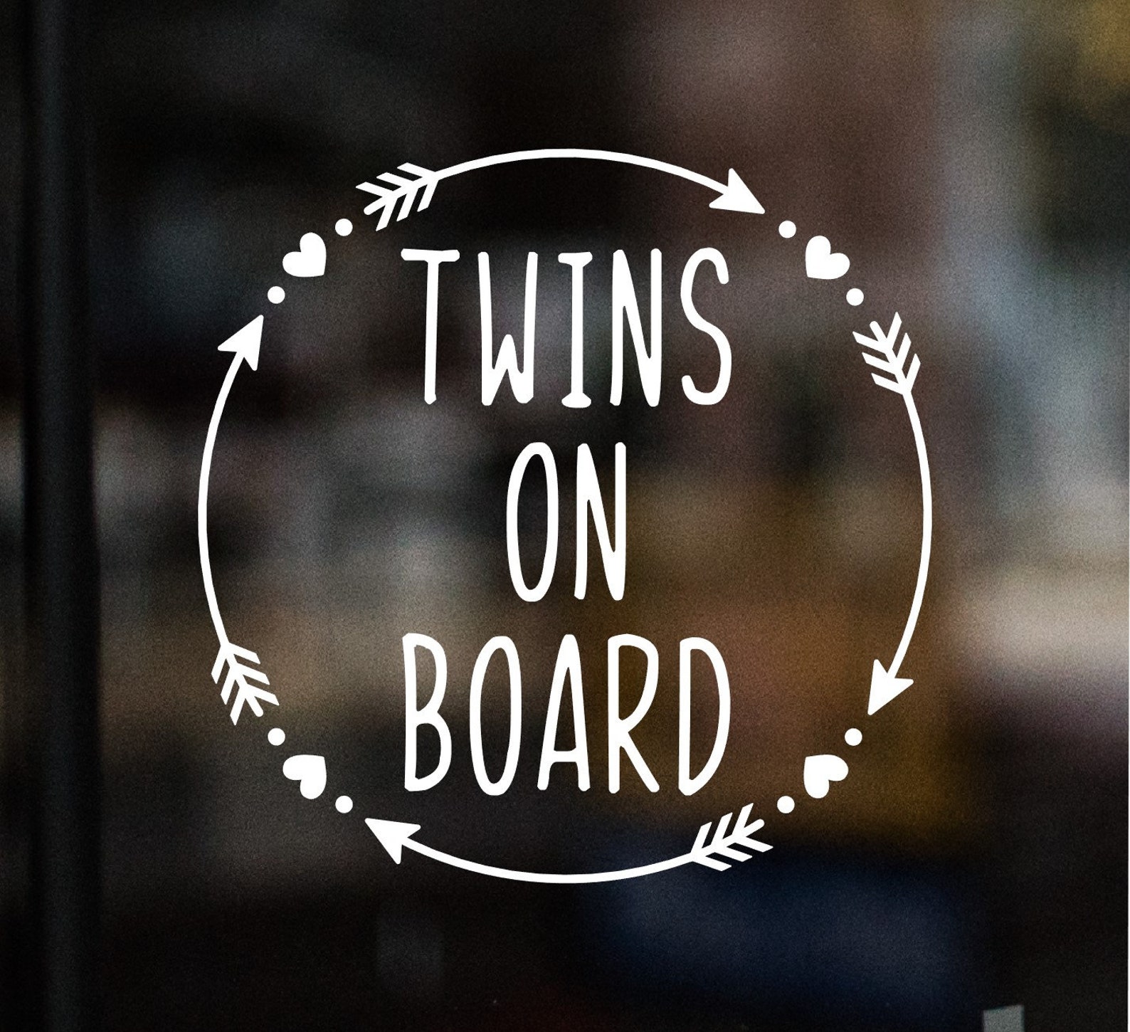 Twins on Board Vinyl Car Decal Sticker Hearts Arrows and | Etsy