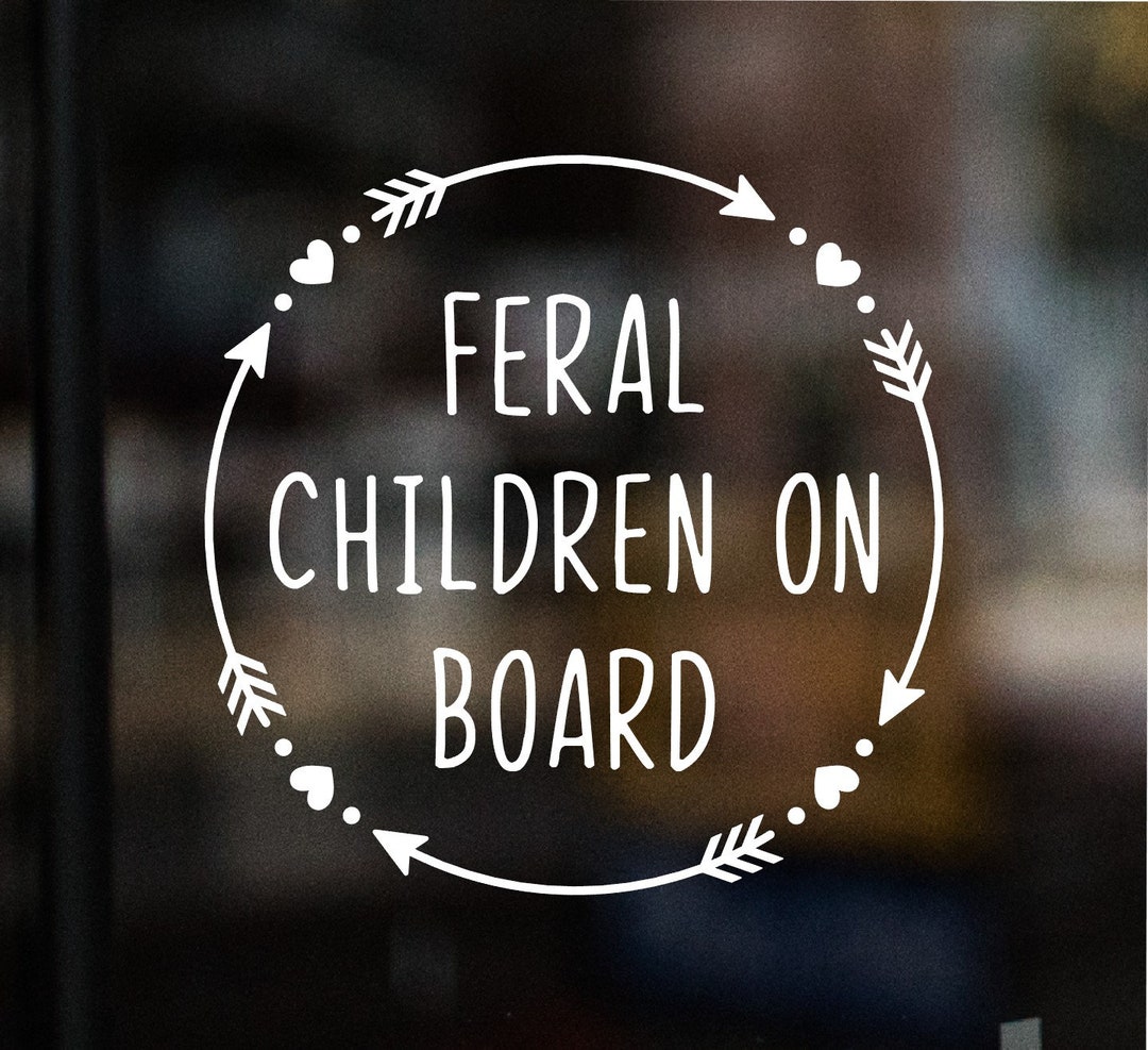 Feral Children on Board, Vinyl Car Decal Sticker, Hearts, Arrows and ...