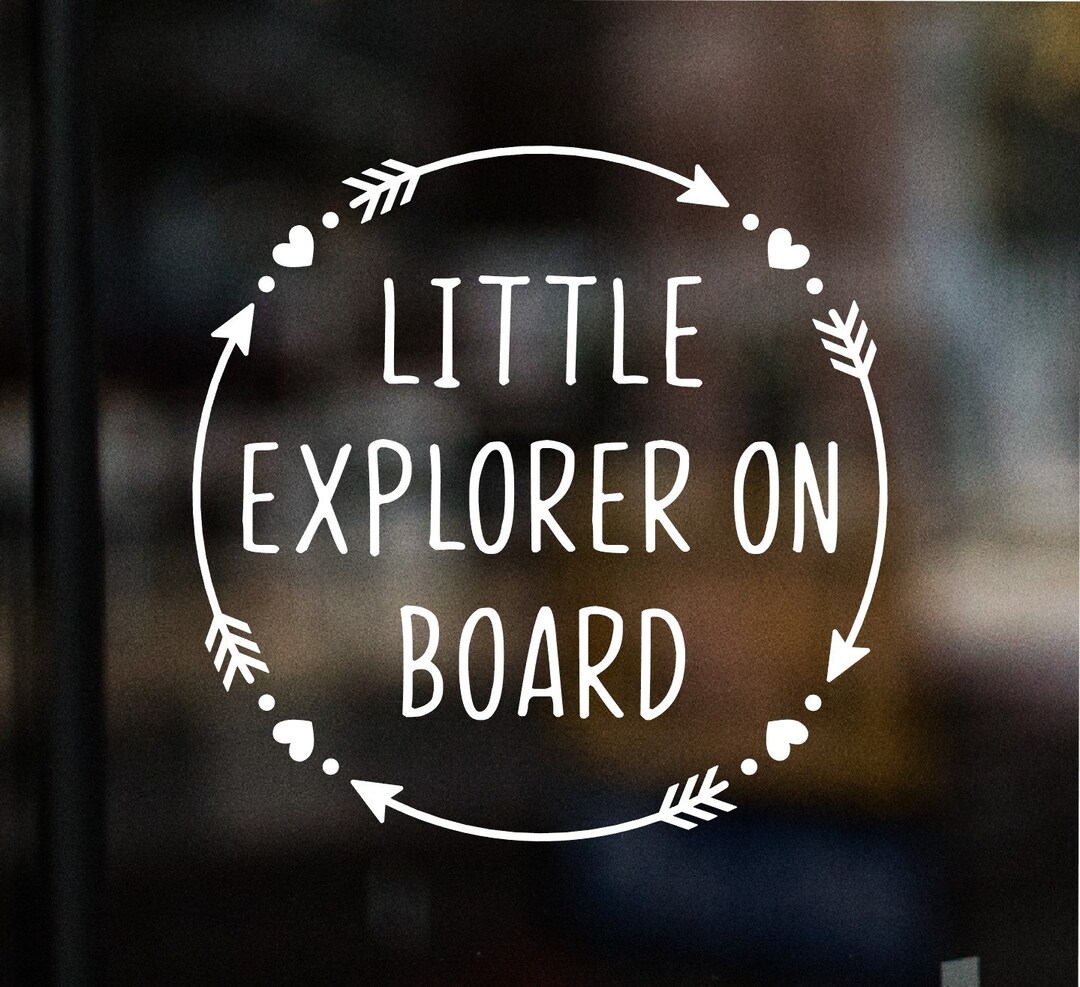 Little Explorer on Board, Vinyl Car Decal Sticker, Hearts, Arrows and ...