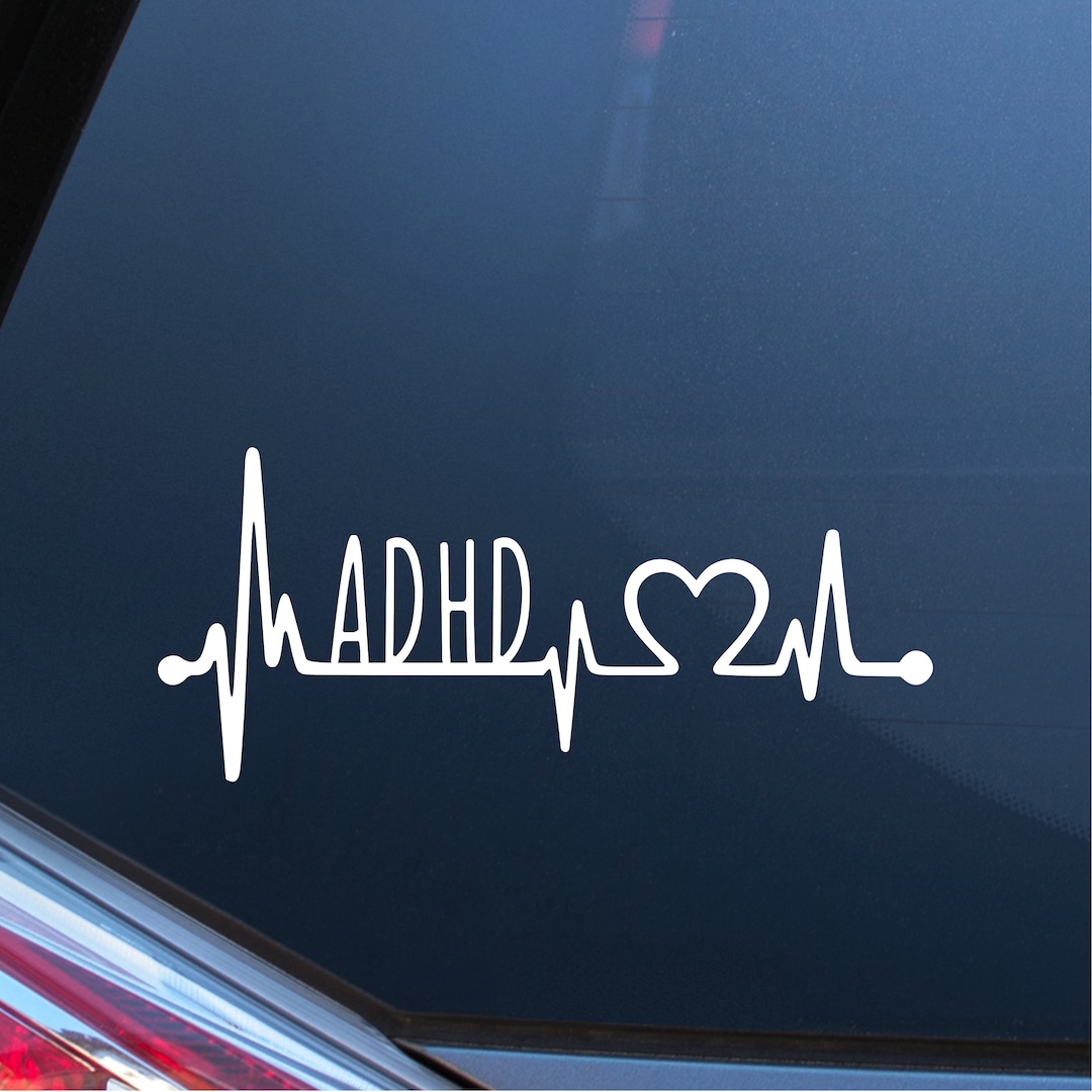 ADHD Heartbeat, Vinyl Car Decal Sticker, Hearts, Disability Awareness ...
