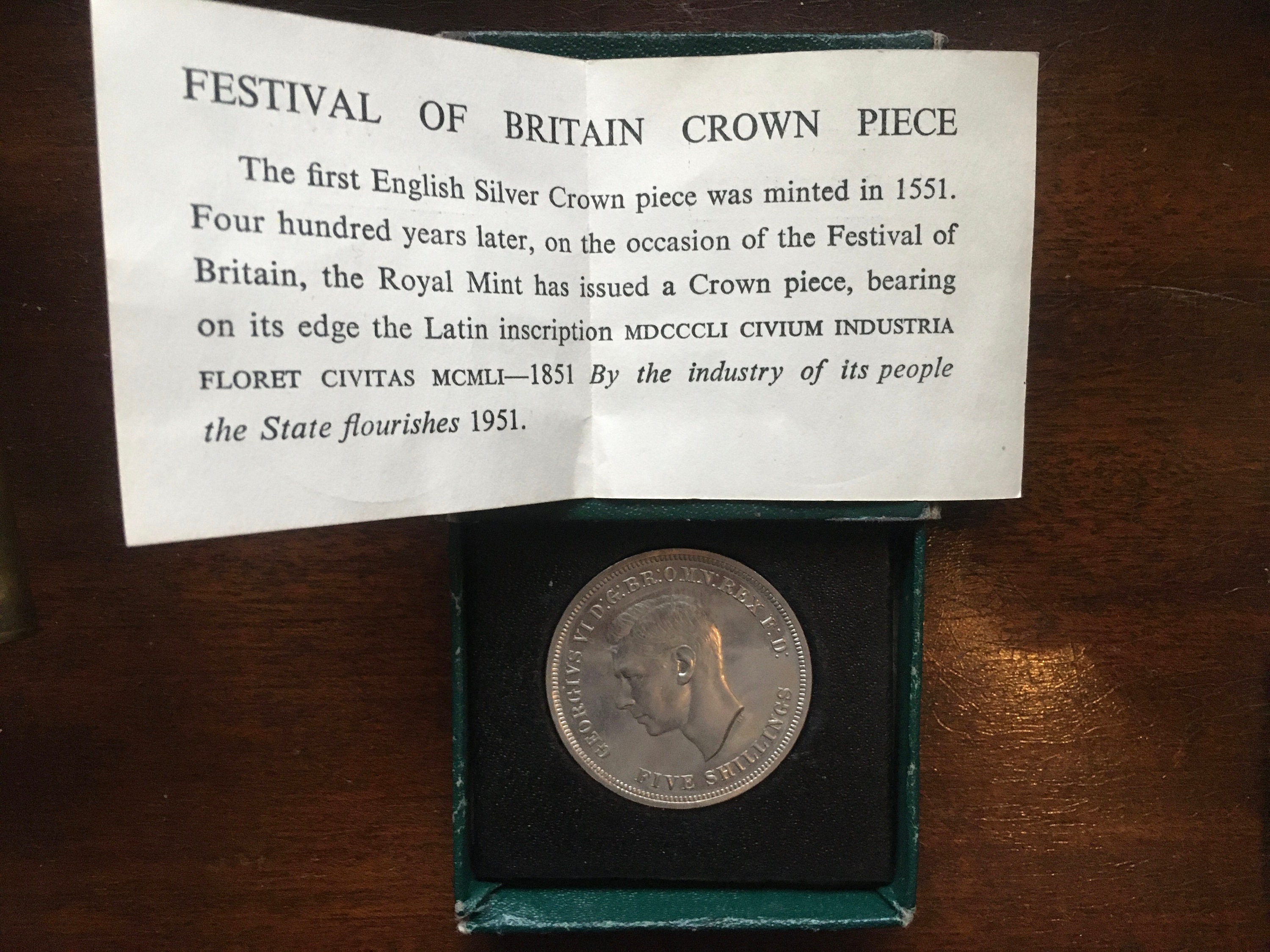 1951 Boxed Festival of Britain Commemorative Coin/crown Piece; George ...