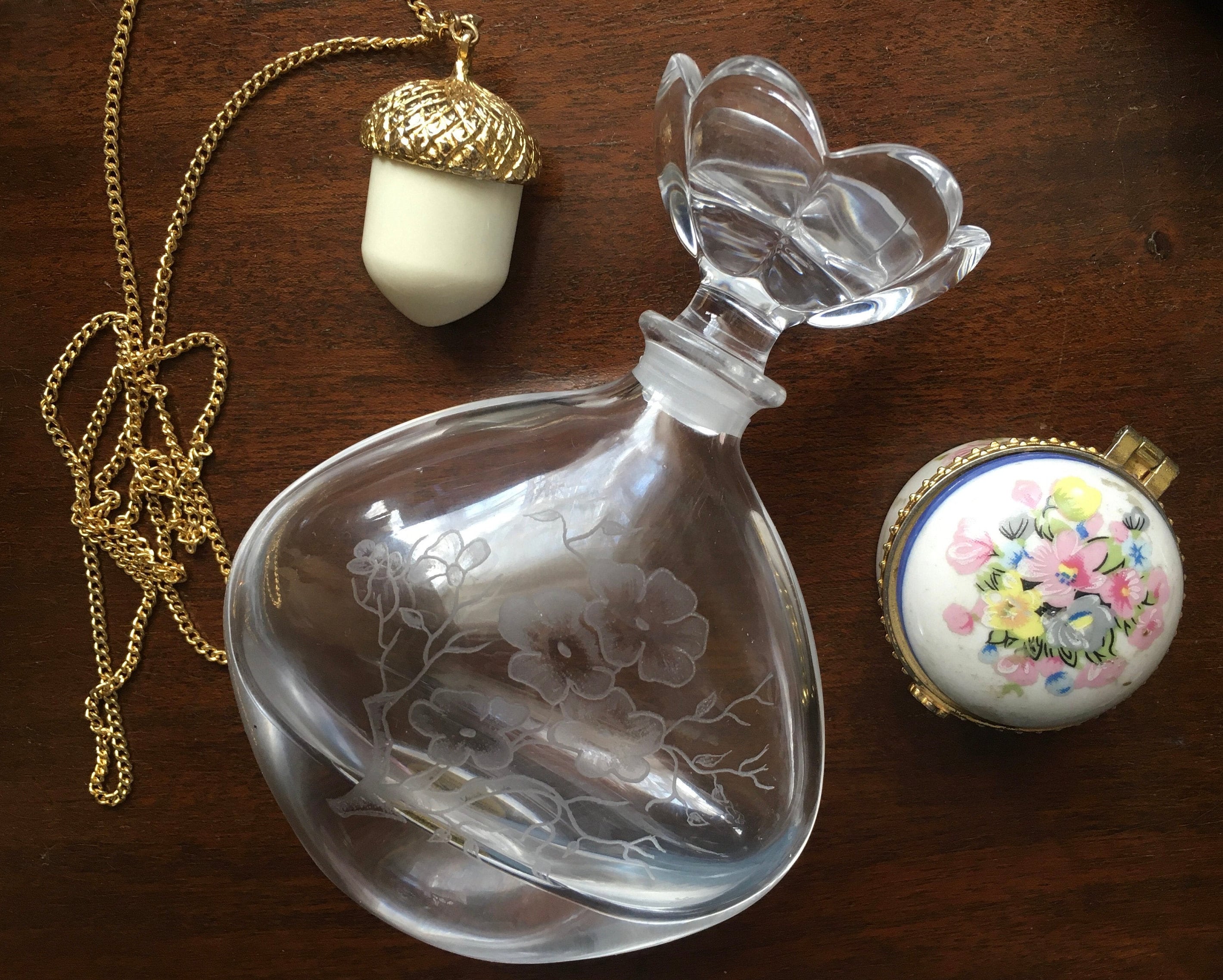 Royal Crystal Rock Italia perfume bottle with flower design | Etsy