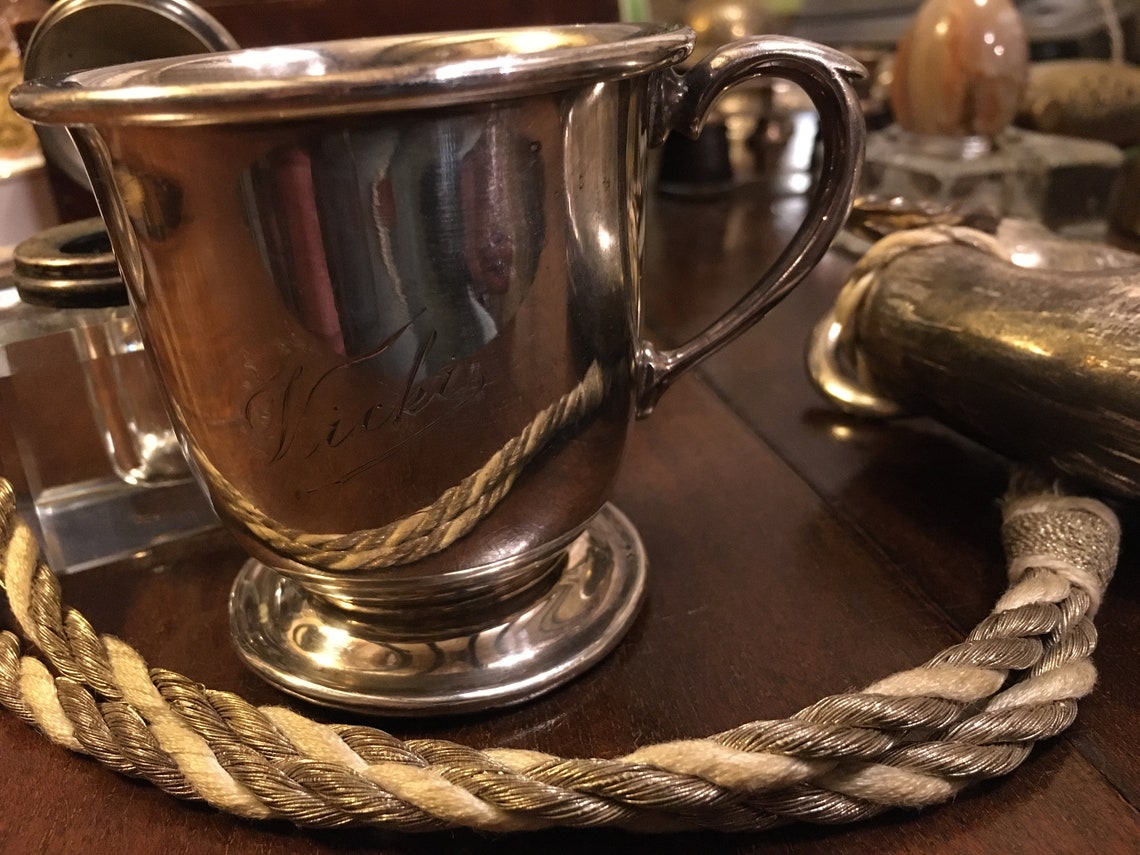 Engraved 'vicki' Vintage Angus and Coote Silverplate Christening Cup - Etsy