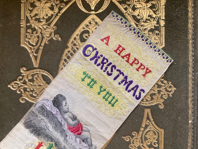 19th Century Christmas Stevengraph Bookmark - Etsy UK