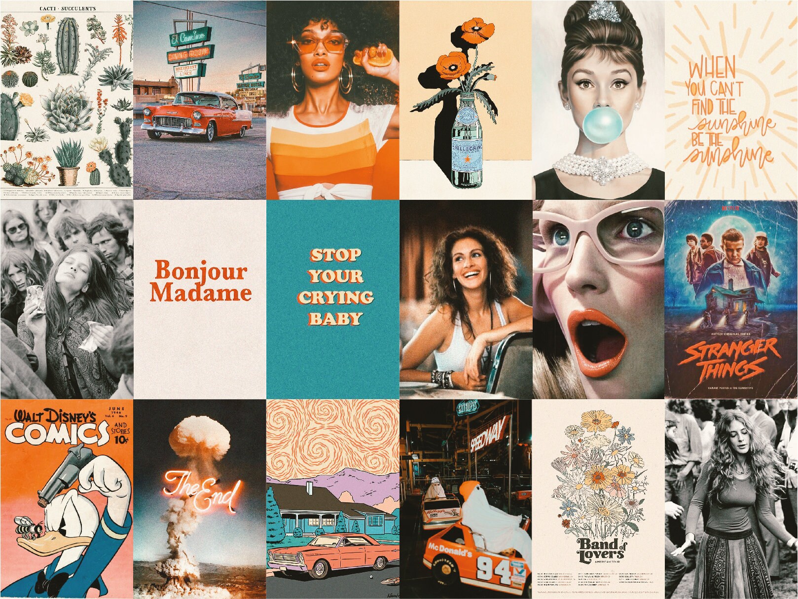 110 Pcs Retro Wall Collage Kit Retro Collage Kit Digital | Etsy