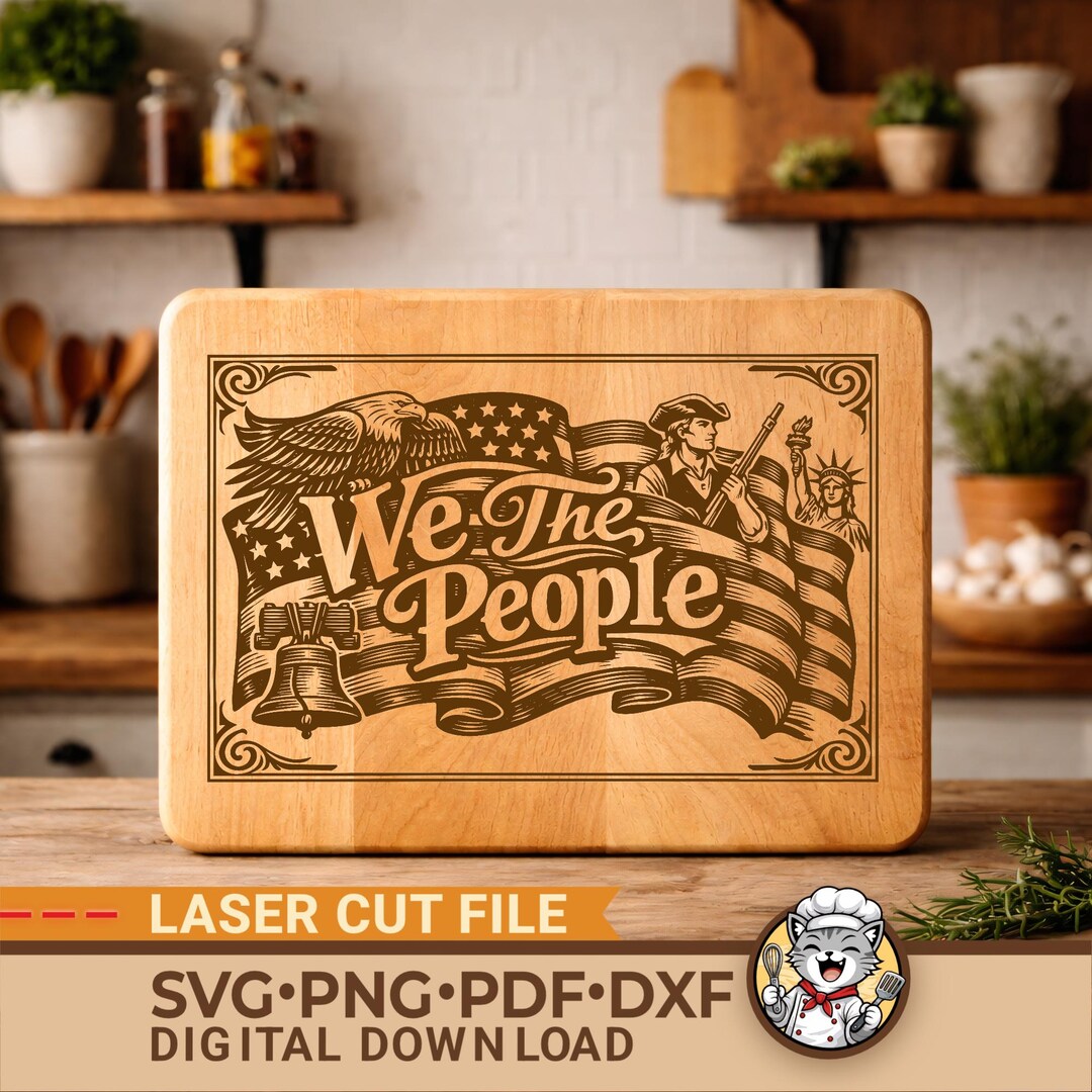 Patriotic We the People Engraving Design | Flag Carved Artwork | Laser ...