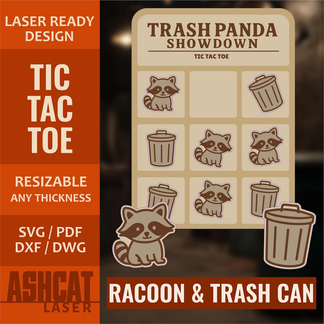 Raccoon Tic Tac Toe Game Laser SVG – Trash Panda Vs Can (digital File ...