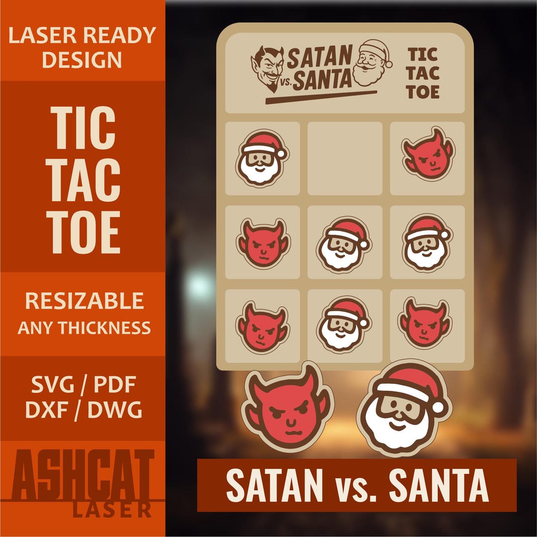 Satan Vs Santa Tic Tac Toe Game SVG – Laser Cut File (digital Download ...