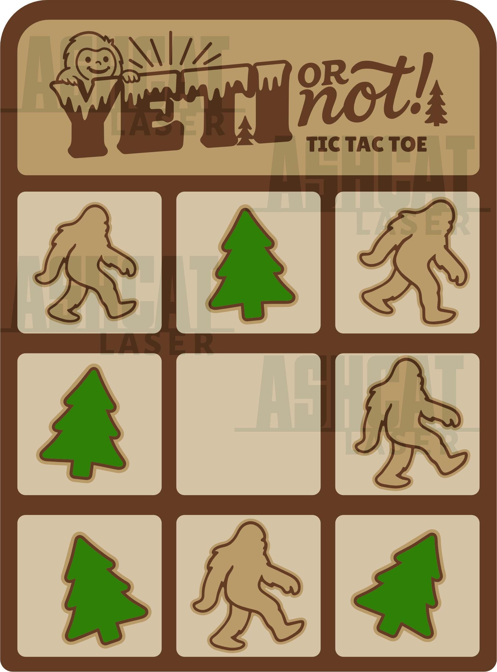 Yeti or Not Tic Tac Toe Game SVG – Bigfoot Vs Pine Tree Laser Cut File ...