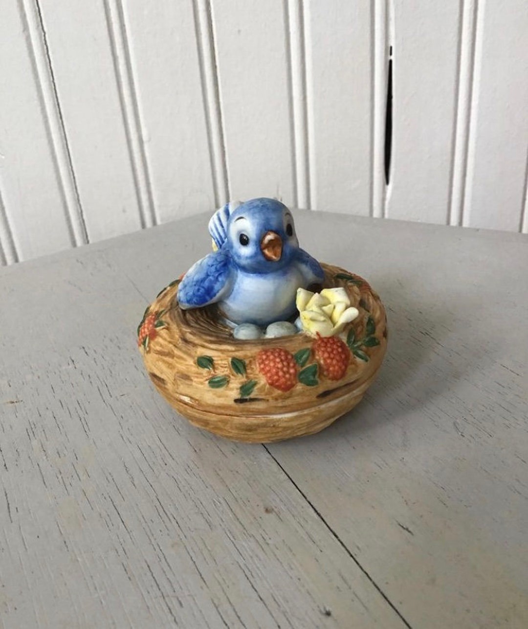 Vintage Blue Bird Pill/jewellery Box - Etsy