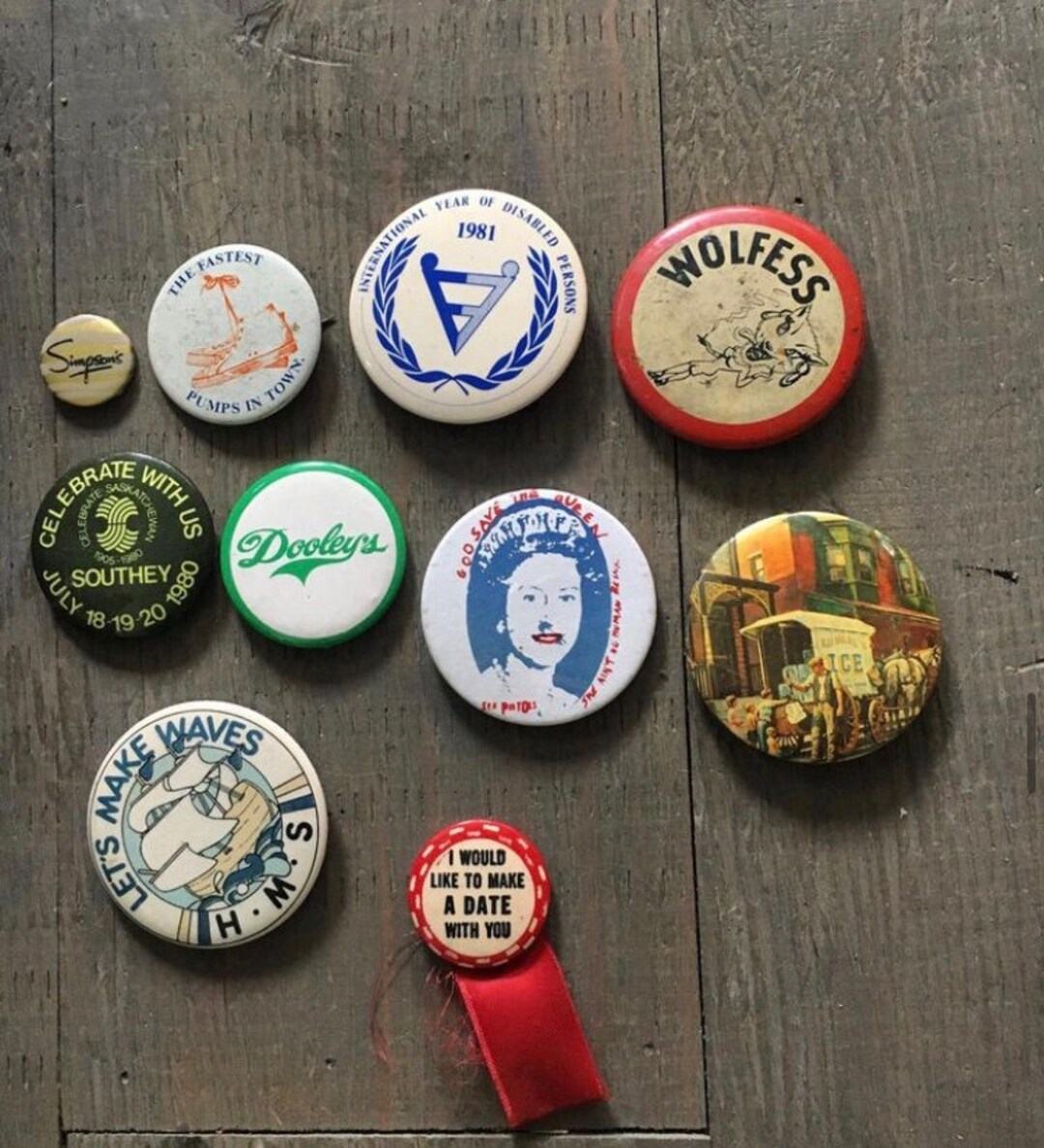 Vintage Pinback Buttons- Random - Etsy
