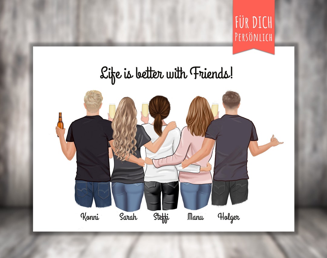 Poster BFF 5 Best Friends Personalized, Personalized Gift, Friends ...