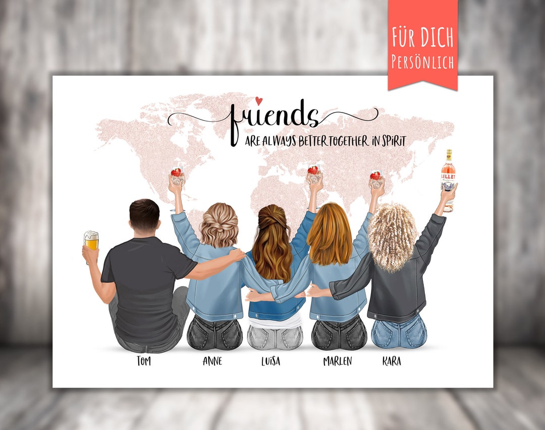Poster BFF 5 Best Friends Personalized, Personalized Gift, Friends ...