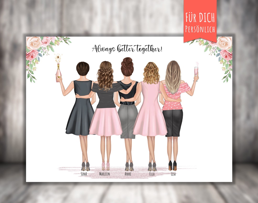 Poster "bff 5 Best Friends" Personalized, Personalized Gift, Girlfriend ...