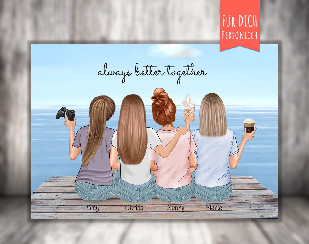 Poster “4 BFF Best Friends” Personalized, Personalized Gift, Girlfriend ...