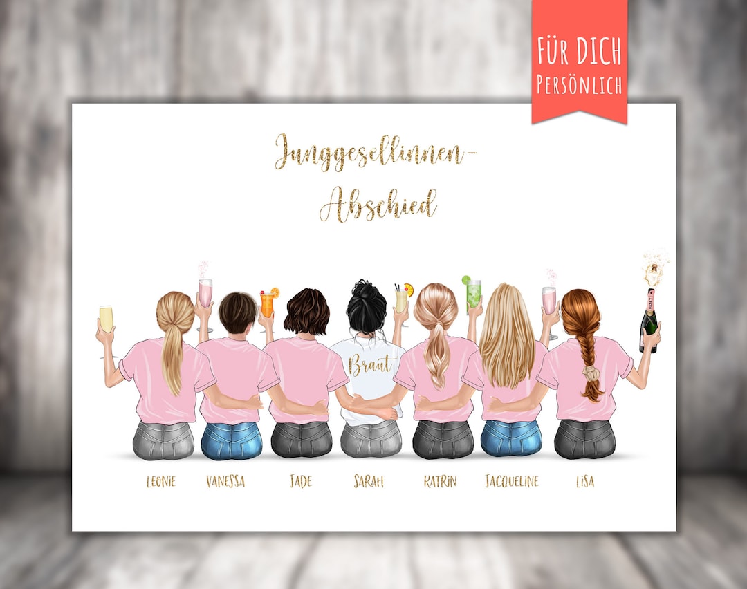 Poster “JGA 7 Best Friends” Personalized, Personalized Gift, Girlfriend ...